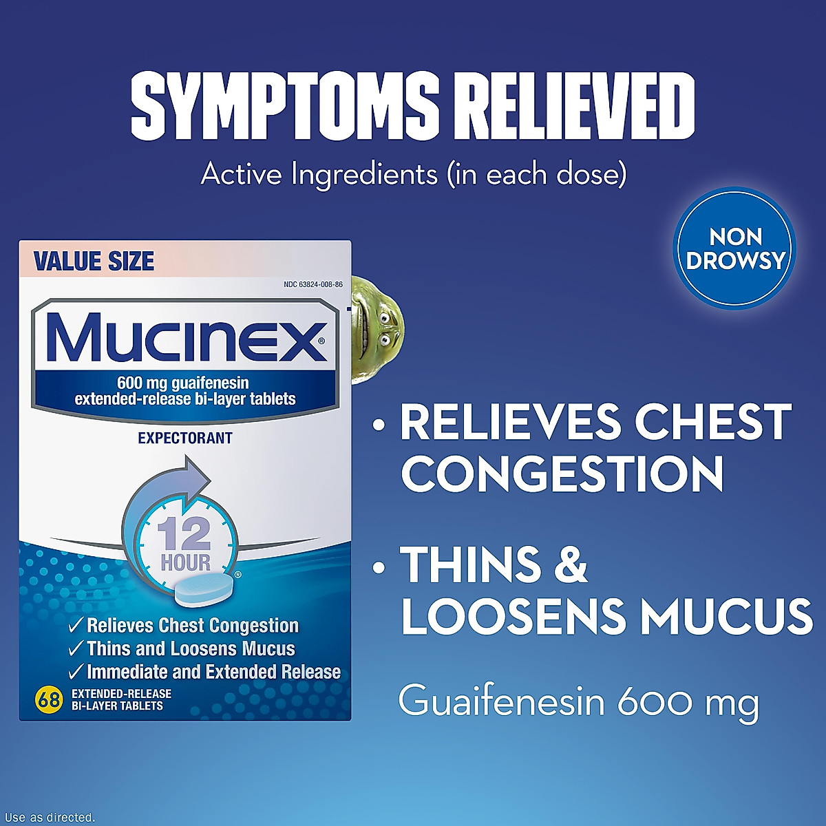 Mucinex SE 12 Hour Chest Congestion Expectorant, Tablets, 68 Count