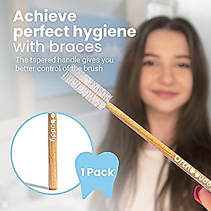 Ortho-buddy Orthodontic Toothbrush for Braces, Nylon Bristle Toothbrush for Teens & Adults with Braces, Brackets, and Wires for Regular & Interdental Cleaning of Teeth & Gums - Brown, Pack of 1