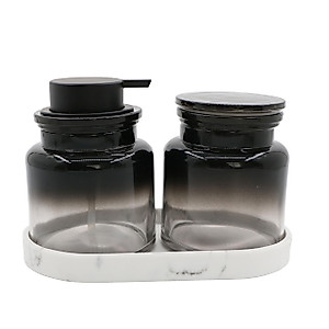 H Halston Glass Storage Jar Organizer, Bathroom & Kitchen Countertop Storage for Accessories, Stylish Home Solution, Black Ombre