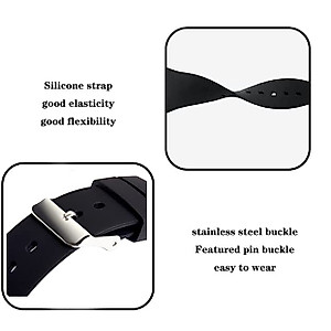 Gosasa Casual Simple Style Silicone Strap women Sports Watches 30M Waterproof (Black White Hands)