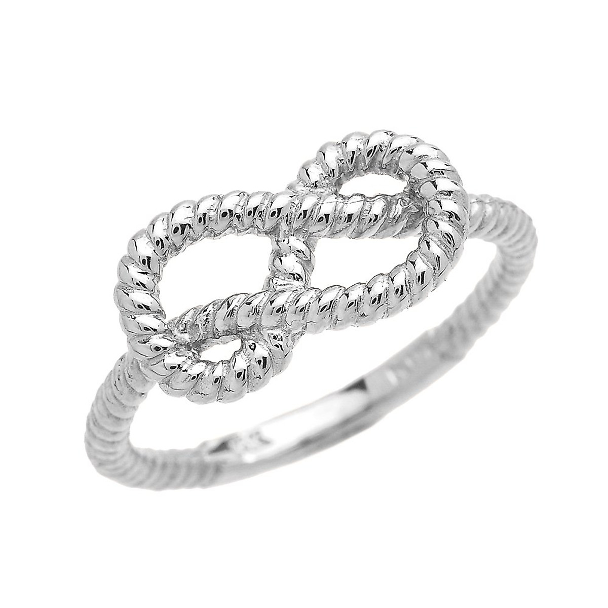 Trendy Rings 925 Sterling Silver Twisted Style Rope Band Love Knot Promise Ring (1.7 mm Band Width) (Size 7)
