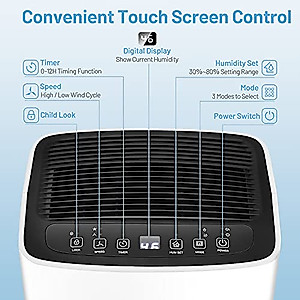 COSTWAY Dehumidifier for Large Room and Basements, 1500 Sq. Ft Portable 24 Pints Dehumidifier with 3 Modes, 2 Speeds, 12H Timer, Auto or Manual Drainage, 0.5 Gallon Water Tank, 4 Wheels for Home and Basements