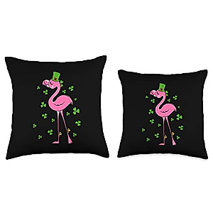 Leprechaun Flamingo St Patrick's Day Co. Leprechaun Irish Flamingo St Patrick's Day Green Shamrock Throw Pillow, 16x16, Multicolor