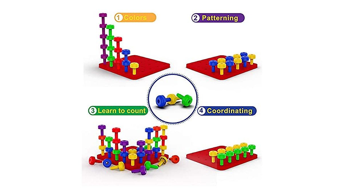 Gleeporte Stacking Peg Board Set Toy - STEM Learning Fun