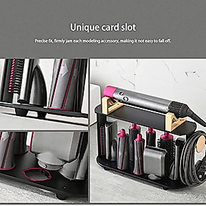 Aluminum Alloy Countertop Bracket Organizer Stand Storage Holder for Air Blower Styler Storage Rack for Hair Curling Iron Wand Barrels Brushes Diffuser Nozzles for Home Bedroom Bathroom (Gold)