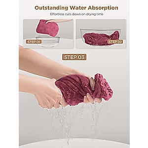 Hicober Microfiber Hair Towel, Hair Towel Wrap Turbans for Women,Hair Drying Towel Wrap Hair Accessories for Women Girls-Plum,Navy,Aqua Green,3Packs