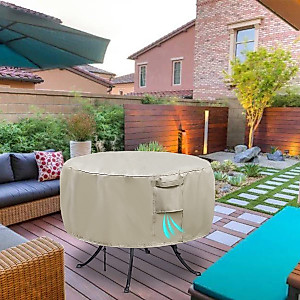 POMER Patio Bistro Table Cover, Waterproof Round Dining Table Cover for 31" 32" Outdoor Coffee Side Table Dustproof Round Tempered Glass Table Cover - 32" D x 16" H