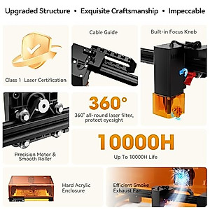 Laser Engraving Machine, Woxcker L2 MAX 5.5W Enclosure Laser Engraver, CNC Engraving Machine 0.01mm High Precision Laser Engraving and Cutting for Wood Metal Glass Suitable for Beginners