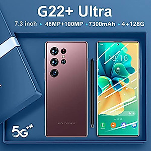 ExAchat G22+ Ultra 5G Smartphone - Unlocked Cell Phone - Sleek Design with Built-in Computer, Qualcomm 888 Chip, 7.3-inch HD+ Screen, Face Recognition, and Powerful Cameras (Rose Gold)