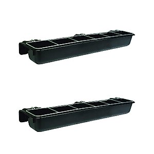 Little Giant HF9BLACK Hook Over Goat Trough Heavy Duty Galvanized Steel 9 Quart Feeder, Black (2 Pack)