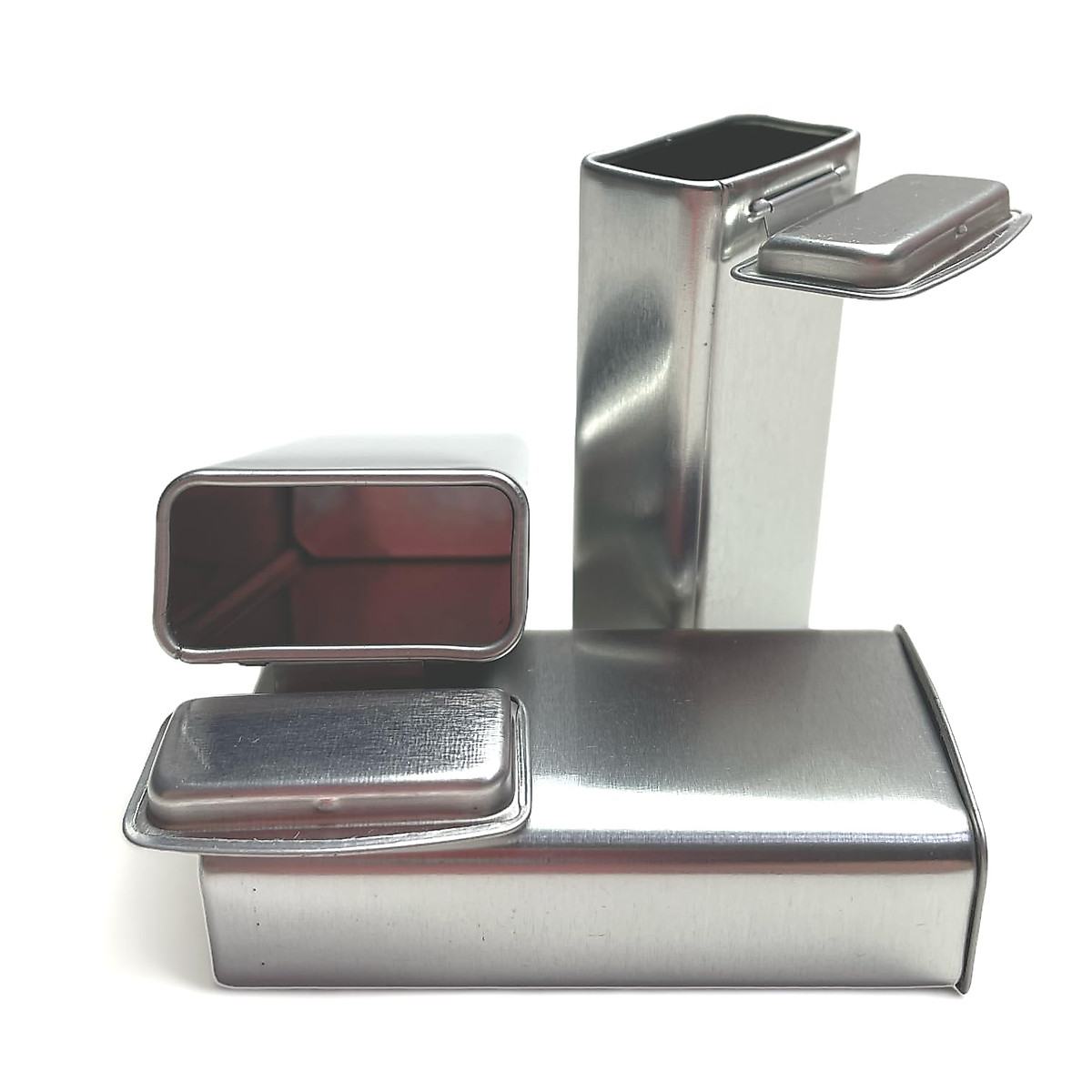 MagnaKoys Rectangular Silver Metal Hinged Lid Tin Containers (5 Pack)