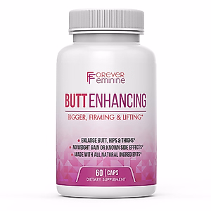 Forever Feminine Premium Butt Enhancer Pills - Big Butt Growth Formula - Shape, Lift, and Firm - Bigger Booty Glute Enhancement Products - 60 ct