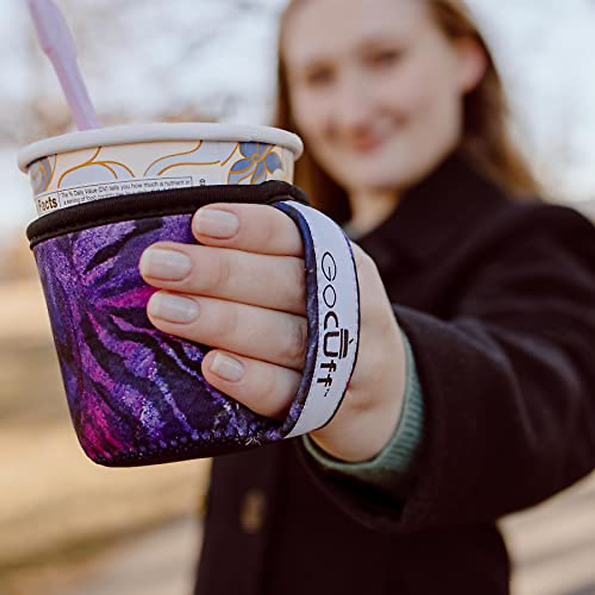 Go Cuff Ice Cream Coozie Pint Cuff Reusable Antislip Neoprene Insulator Pint Sized Ice Cream Pint Cozy Sleeve with Handle Compatible For Haagen-Dazs, Ben & Jerry's, Halo Top and more (Lumberjack Red)