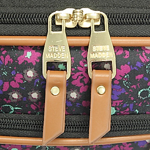 Steve Madden Designer Luggage Collection - Lightweight Softside Expandable Suitcase for Men & Women - Durable 20 Inch Carry On Bag with 4-Rolling Spinner Wheels (Dark Purple)