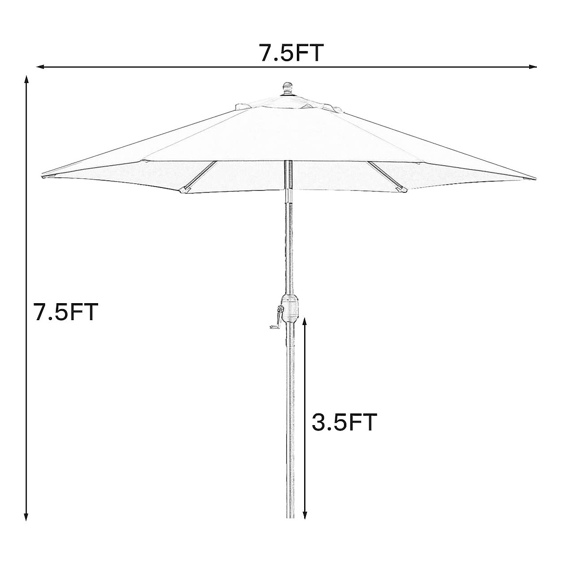 Sunnyglade 7.5' Patio Umbrella Outdoor Table Market Umbrella with Push Button Tilt/Crank, 6 Ribs (Purple)