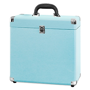 Victrola Vintage Vinyl Record Storage and Carrying Case, Fits all Standard Records - 33 1/3, 45 and 78 RPM, Holds 30 Albums, Perfect for your Treasured Record Collection, Turquoise