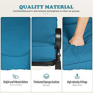 Patiomore Outdoor Bench Patio Swing Glider Loveseat 2 Seats Rocking Chair, Wrought Iron Chair Set with Blue Cushion