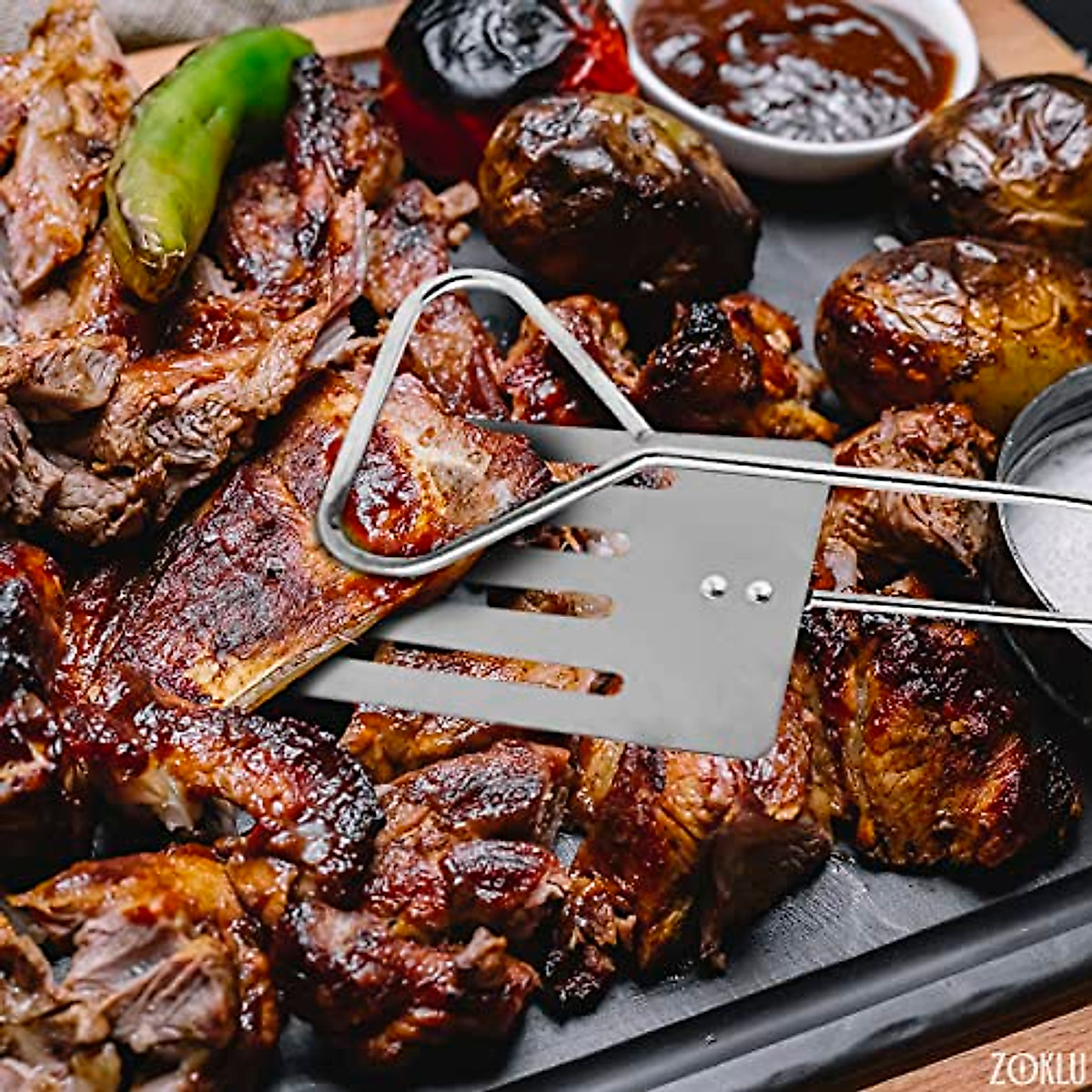 Long Barbeque Grill Tongs Spatula - Utensil Set Portable Grill Tongs for Cooking Gripper Kitchen Spatula Stainless Steel Hamburger Spatula - Barbecue Grill Tong Spatula Set Flat Top Grill Accessories