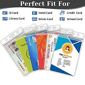 6 Pack Badge Holder, Plastic ID Badge Holder, Clear Waterproof ID Card Holder with Resealable Zip, 2.5" x 3.8" Vertical Name Tag Holder for Nurses and Office, Fits ID Card/Credit Card/Student Card