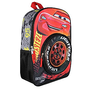 Disney Cars Lightning McQueen Backpack 3D Tire Pocket Travel School Backpack
