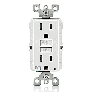 Leviton GFWT1-W Self, Resistant and Tamper, 15-Amp, White & TayMac MM420C 1-Gang Nonmetallic Extra Duty Weatherproof in-Use Horizontal/Vertical 16-in-1 Standard Cover, 2.75 in, Clear