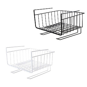 Under Cabinet Storage Shelf, Durable Rust Proof Metal Hanging Wire Basket for Kitchen Office Cabinet (Black)