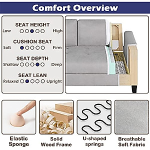 STHOUYN Comfy Loveseat Sofa Small Grey Couch Small Spaces, Small Love Seat Bedroom, Mid Century Modern Couches Living Room Dorm Office, 2 Seater Tufted Sofas, 57”W (Light Grey (Love seat))