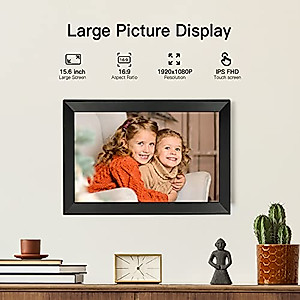 Digital Picture Frame Funcare 15.6 Inch Large WiFi Digital Photo Frame with Full HD Touchscreen, 32GB Storage, Easy to Share Photos and Videos via APP, Wall Mountable