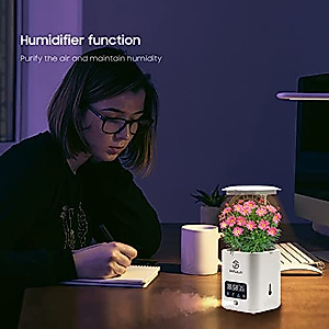 RayGalax Smart Planter for Indoor Plants, 20cm by 20cm Self Watering Pots Indoor Garden Grow Light with LED Table Desk Lamp Clock Humidifier Automatic Hydroponics Kit Planters for Herb, Small Plants