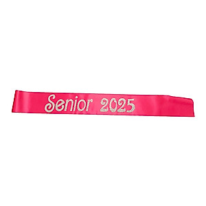 Conggluuo Senior 2025 sash,senior sashes class of 2025 senior sash Pink sash with Silver Glitter graduation sash for Graduation Party Supplies 2 Pack senior sashes Pink Silver 2pcs