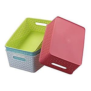 Anbers Plastic Storage Baskets for Organizing, Classroom Baskets, Set of 4