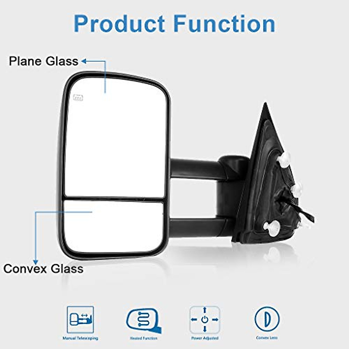 ECCPP Towing Mirrors Replacement fit for 2014-2018 for Chevy for GMC for Silverado for Sierra 1500 2015-16 2500 HD 3500 HD Power Heated Mirrors