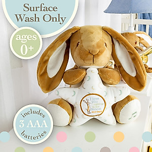KIDS PREFERRED Guess How Much I Love You - Nutbrown Hare Rabbit Stuffed Animal with Multicolor Soothing Lights and Musical Star Plays Twinkle Twinkle Little Star,