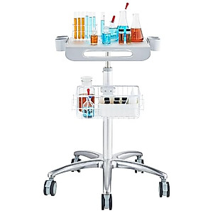 VEVOR Medical Cart, Salon Cart with Wheels, Mobile Trolley Cart 26.77"-42.91" Height Adjustable, Metal Salon Stations for Hair Stylist, Rolling Desktop Lab Cart for Clinic, Beauty and Salon