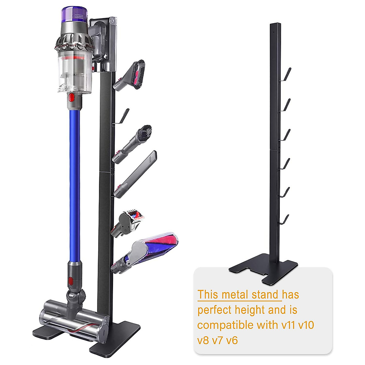 XIGOO Storage-Stand-Docking-Station-Holder Compatible with V15 V11 V10 V8 V7 V6 Cordless Vacuum Cleaners & Accessories, Stable Metal Bracket Organizer Rack, Brushed Black