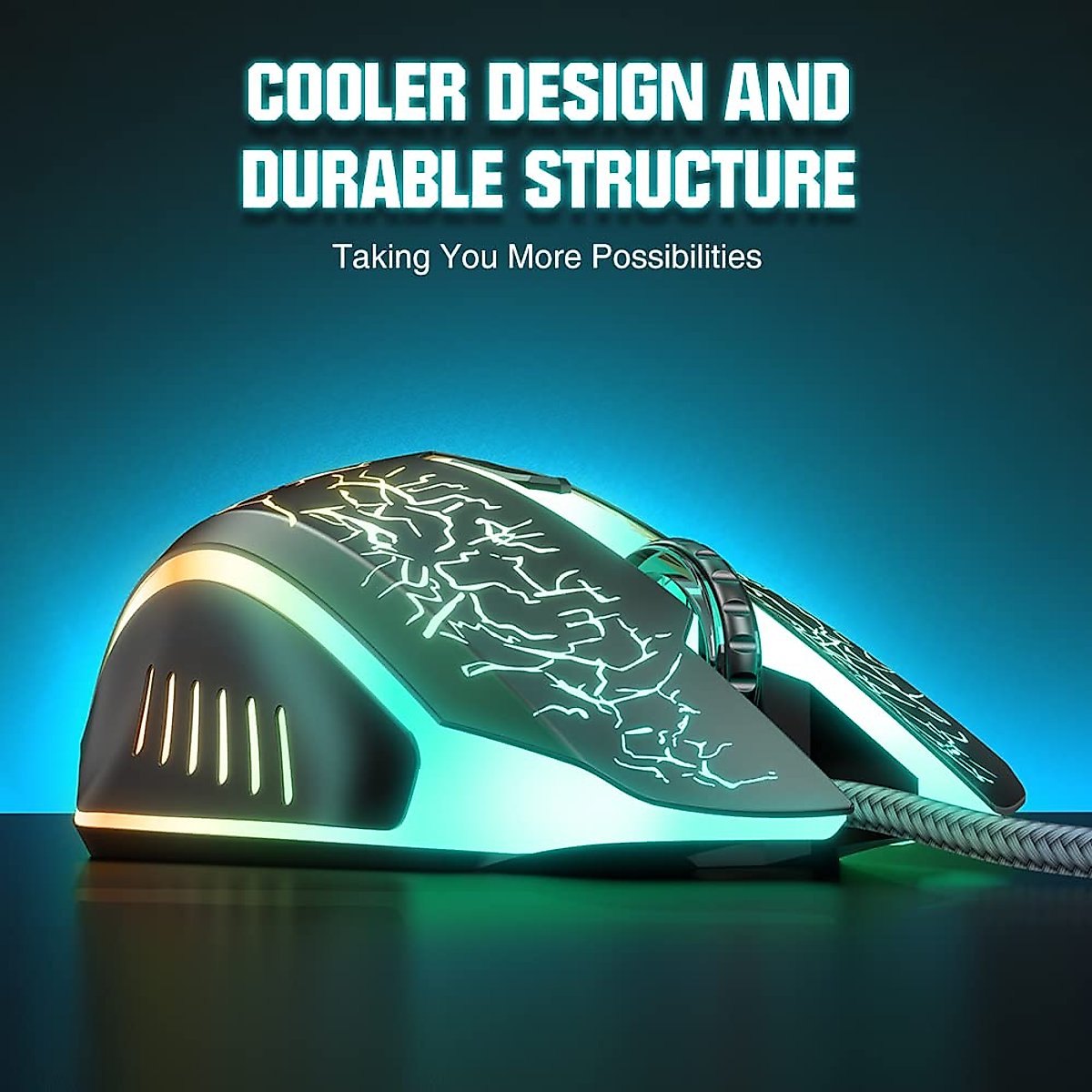 BENGOO Gaming Mouse Wired, USB Optical Computer Mice with RGB Backlit, 4 Adjustable DPI Up to 3600, Ergonomic Gamer Laptop PC Mouse with 6 Programmable Buttons for Windows 7/8/10/XP Vista Linux -Black