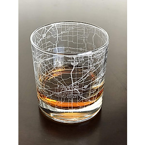Rocks Whiskey Old Fashioned 11oz Glass Urban City Map Fort Worth Texas