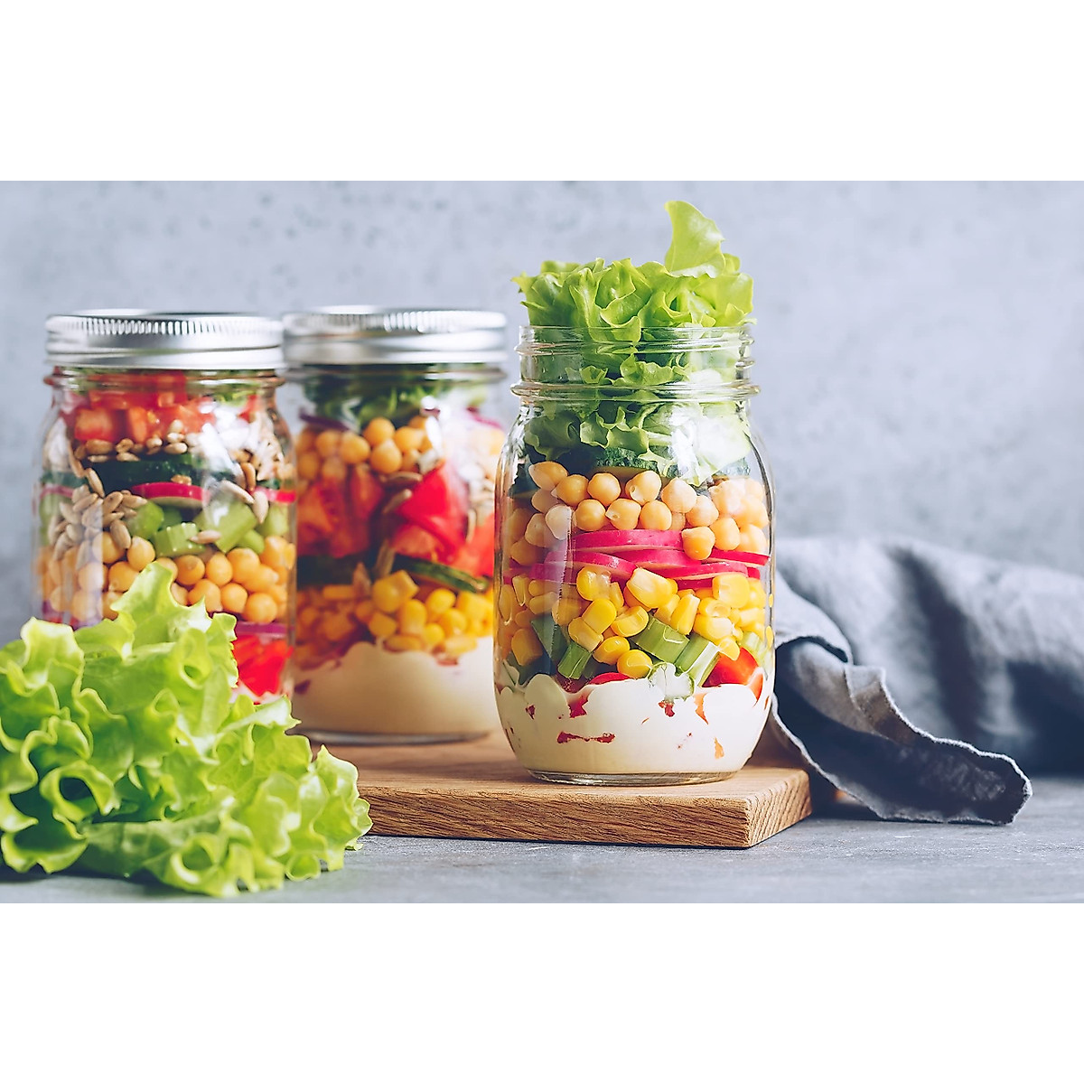 16oz Glass Mason Jars with lids Set of 6 - Airtight Band + Marker & Labels - Canning Jars with Lids, Ideal for candle jars, Spice Jars, Wedding Favors, Meal Prep, Jelly Jar, Jam, Honey,