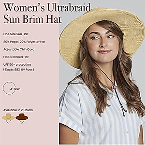 San Diego Hat Company Women's 4-inch Brim Ultrabriad Sun Hat with Adjustable Chin Cord, Natural, One Size