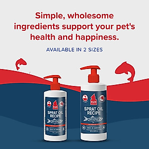 PLATO Pet Treats Fish Oil for Dogs - Omega 3 Oil for Dogs - Supports Healthy Skin and Coat - Baltic Sprat Oil Recipe 16oz