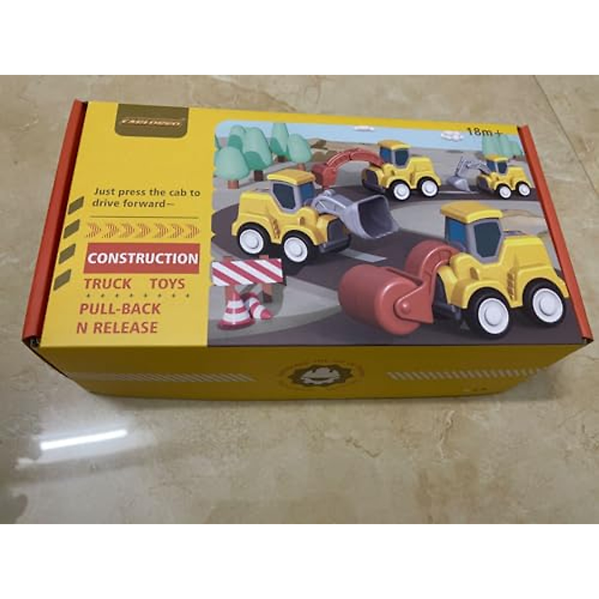 CARLORBO Toy Cars for Toddlers 1-3 - Pull Back Cars Toys, Press and Go Truck Toys for 18 Months to 2 3 4 5 Years Boys Girls Gift 4 PCS (Construction Vehicles)