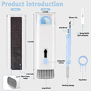 Upgrade Multifunctional 7 in 1 Electronic Cleaner Kit, mac Keyboard Cleaner Kit, and Screen Cleaner with Cleaning Brush, for Airpods/iPad/iPhone/Computer/airpods Charging Box (Blue)