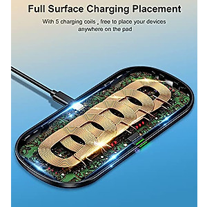 Dual Wireless Charger, GuMosh Wireless Charging Pad for Multiple Devices, Fast Wireless Charging Mat for iPhone 14 13 12 11 Pro Max/14 Plus/Mini, Galaxy S22/S21/S20, Airpods 3/2/Pro,Qi-Enabled Phones