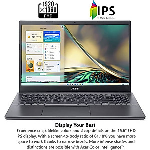 acer 2024 Aspire 5 15.6" FHD IPS Laptop PC 10-Core 12th Intel Core i5-1235U Iris Xe Graphics 16GB DDR4 256GB NVMe SSD WiFi AX RJ-45 BT HDMI Webcam Thunderbolt 4 Backlit KB Windows 11 Pro w/RE USB