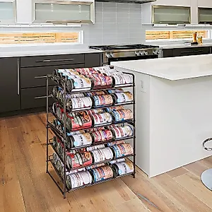 Simple Trending 3 Tier Stackable Can Rack Organizer, Mesh Can Storage Dispenser for Kitchen Cabinet or Pantry, Bronze