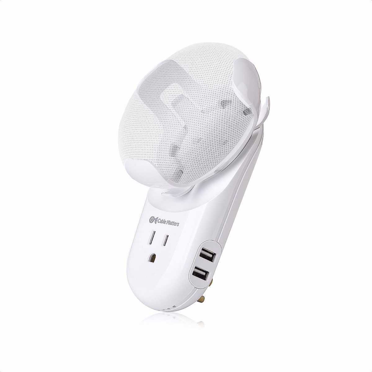 Cable Matters UL Listed Wall Mount with Electrical Outlet and 17W Smart USB Charging for Google Home Mini and Nest Mini