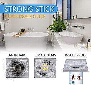 Melfluo 50 Pcs Disposable Shower Drain Cover Hair Catcher,Floor Drain Sticker，Drain Cover Sticker，Bathroom，Kitchen，Bathtub,Laundry,Shower Drain Stickers for Hair