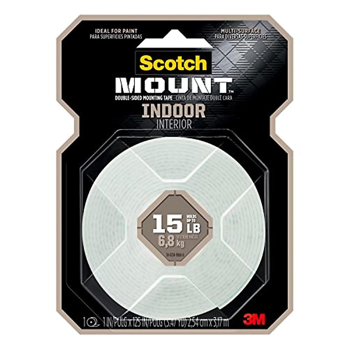 Scotch-Mount Indoor Double-Sided Mounting Tape 314H-MED, 1 in x 125 in