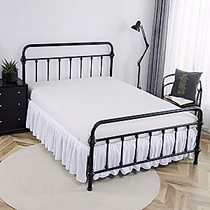 xuan dian Bed Skirt Queen Size Ruffled Bed Skirt with Split Corners, 14 Inch Drop Dust Ruffle Bed Skirt with Platform, White