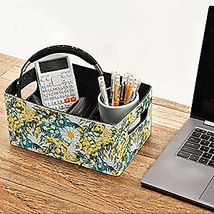 Flowers Leaves Storage Basket Felt Storage Bin Collapsible Felt Storage Cloth Baskets Containers Organizer for Kids Bedroom Magazine